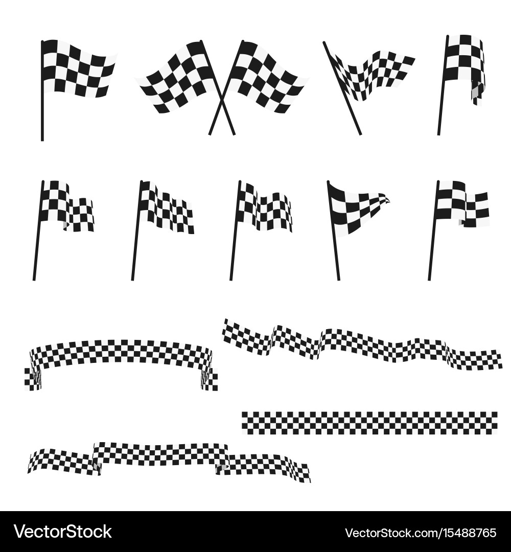 Black and white checkered auto racing flags Vector Image