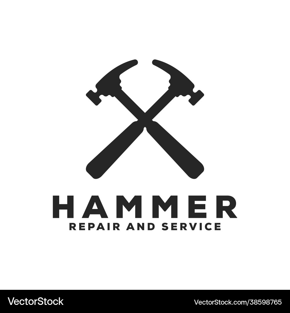 Crossed hammer logo homer Royalty Free Vector Image