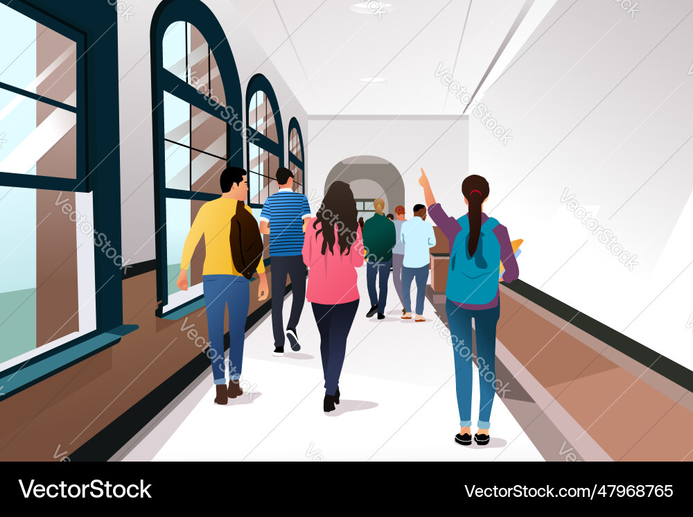 Diverse College Students Walking Royalty Free Vector Image