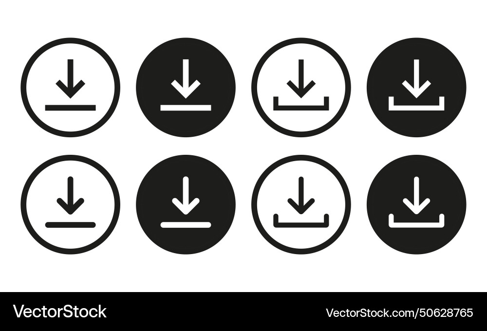 Download icon set button collection Royalty Free Vector