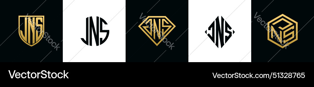 Initial letters jns logo designs bundle Royalty Free Vector