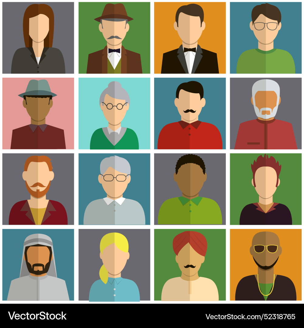 People avatar icons flat Royalty Free Vector Image