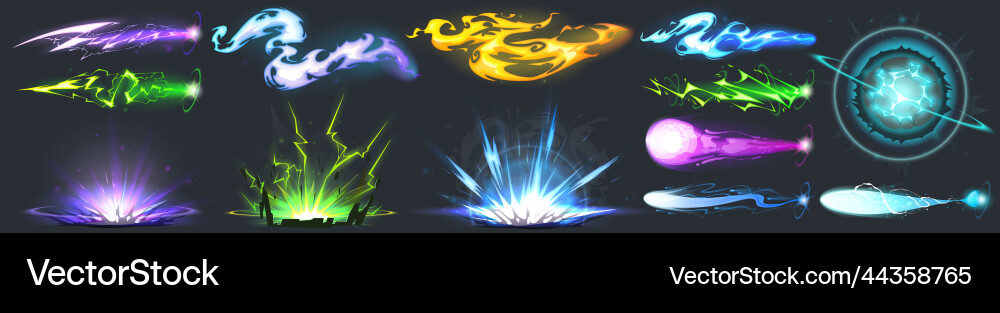 Set of vfx neon light effects isolated on black Vector Image