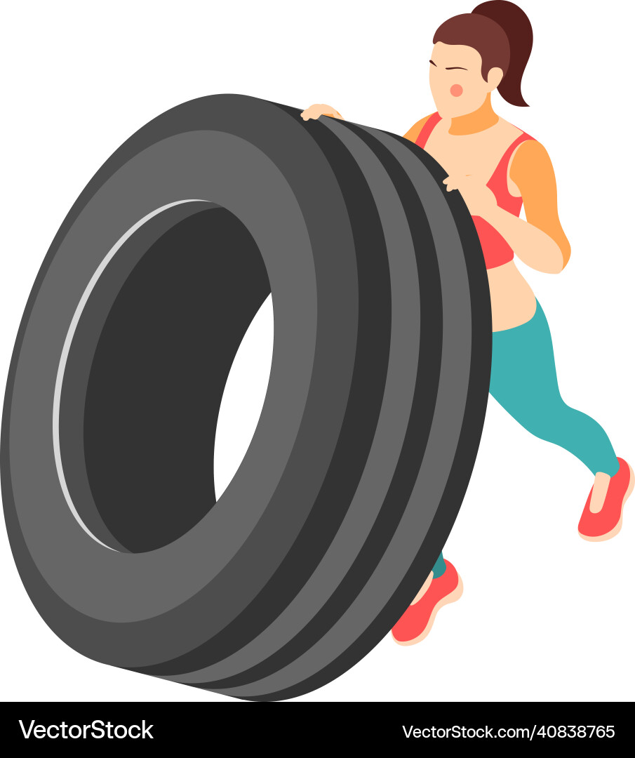 Tyre pushing workout composition Royalty Free Vector Image