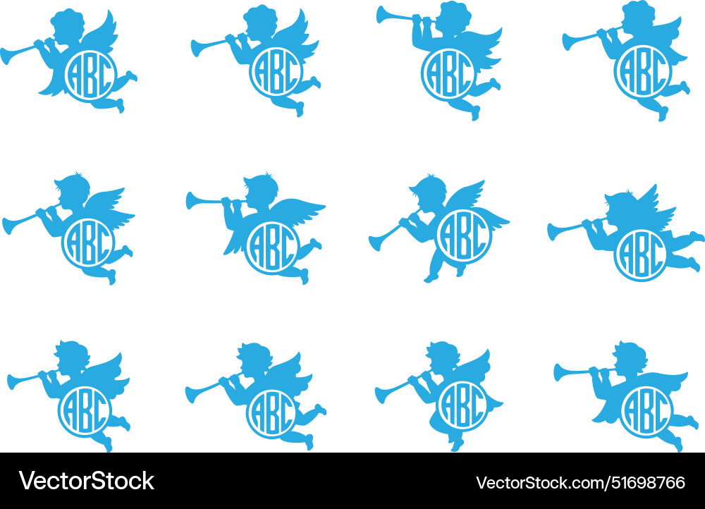 Cherub with monograms kids name monogram angel Vector Image
