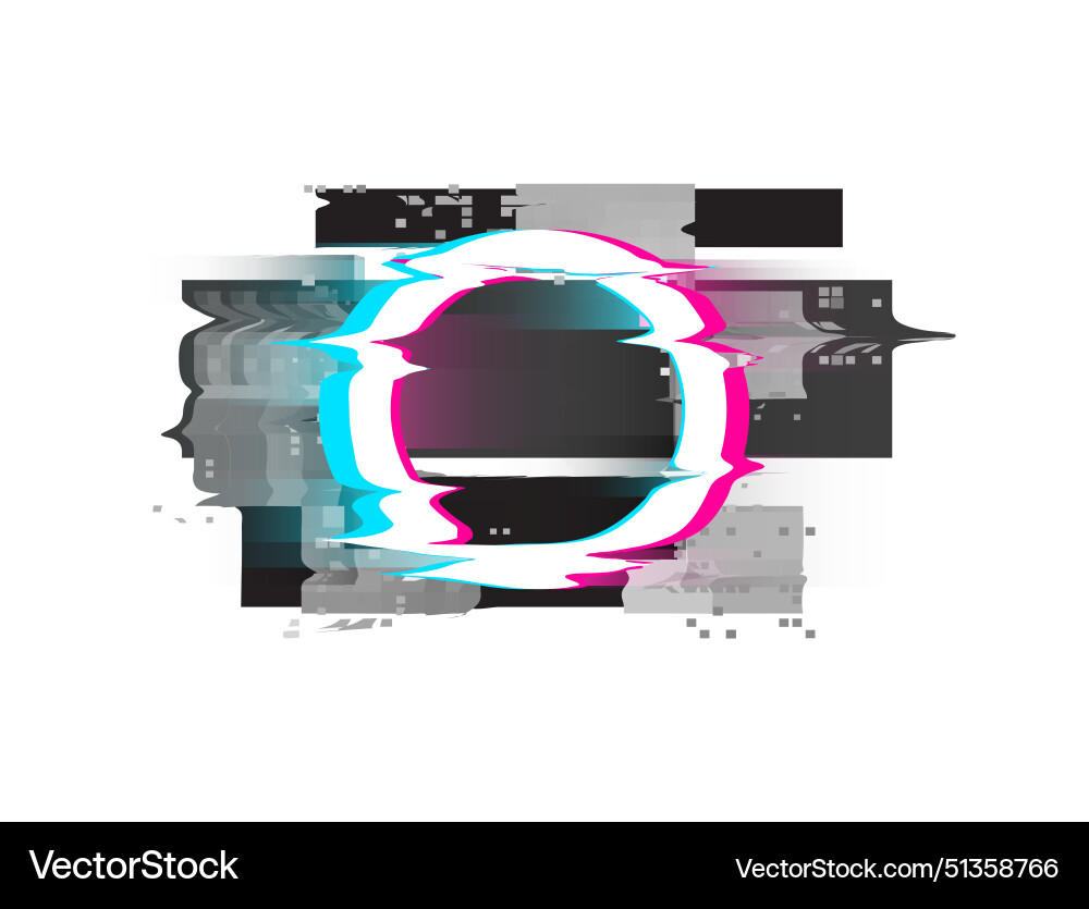 Circle with glitch and digital noise effects Vector Image