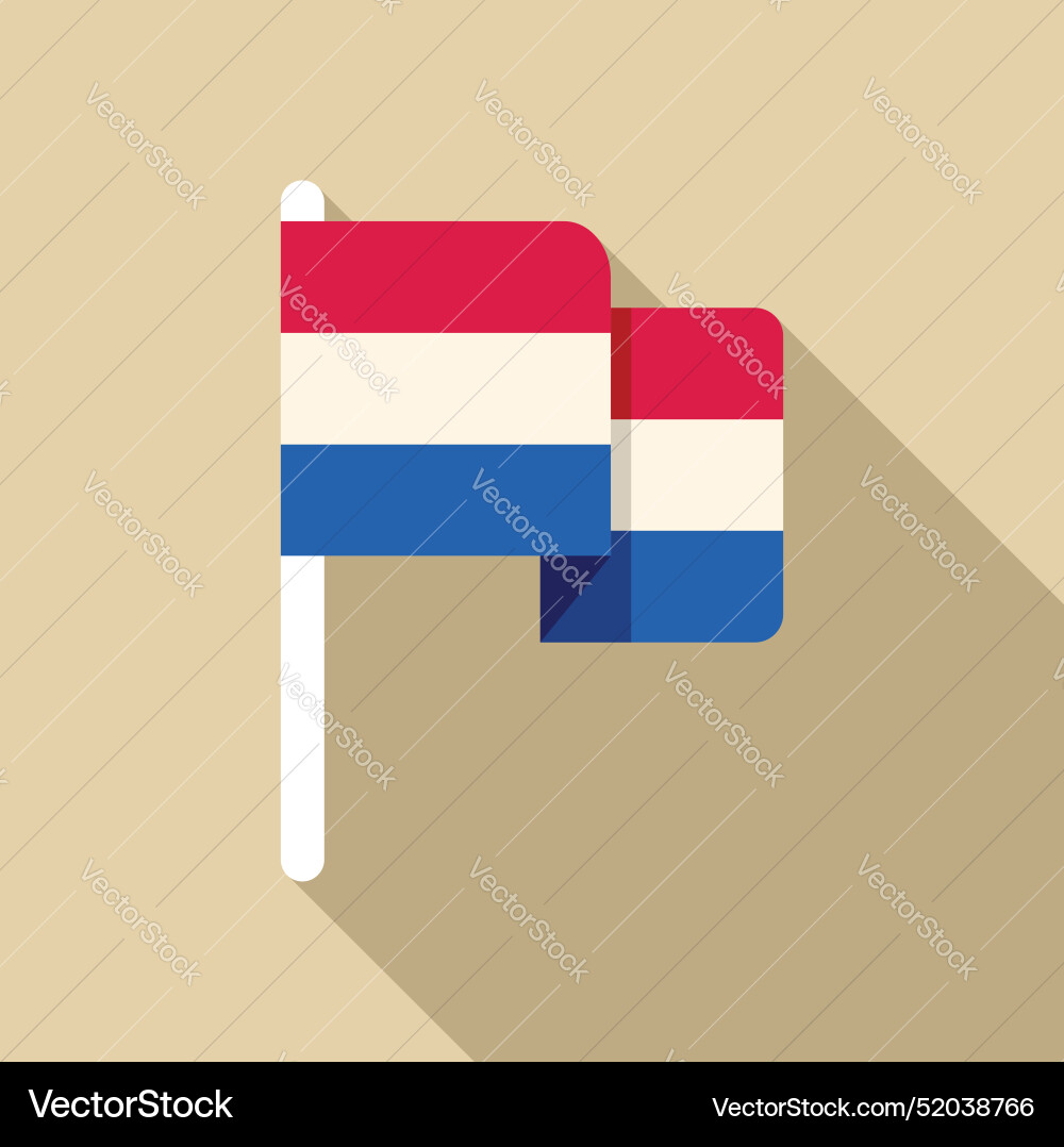 Dutch flag waving in flat design style with long Vector Image