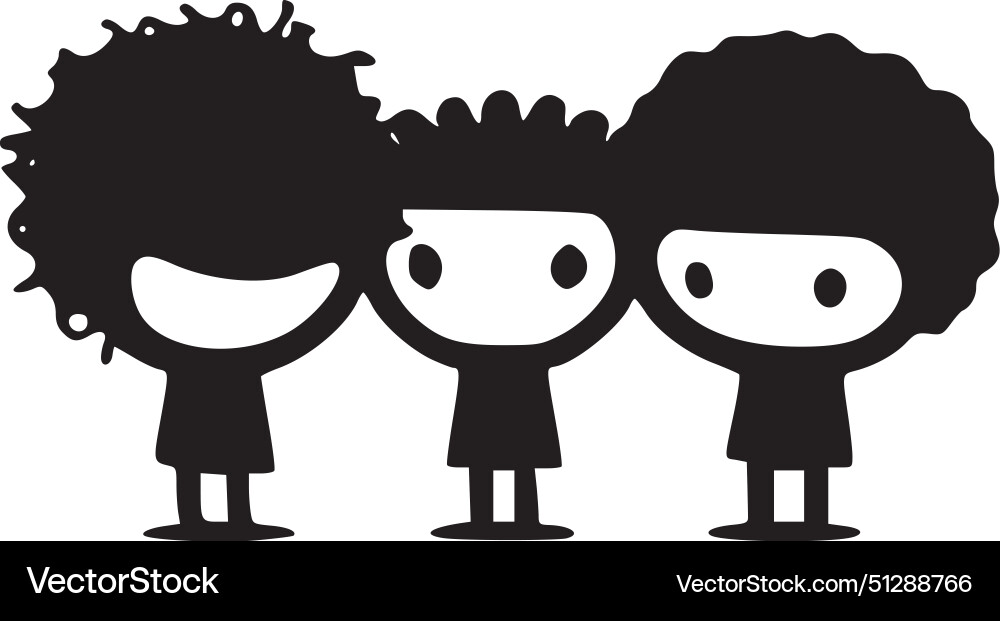 Friends - black and white Royalty Free Vector Image