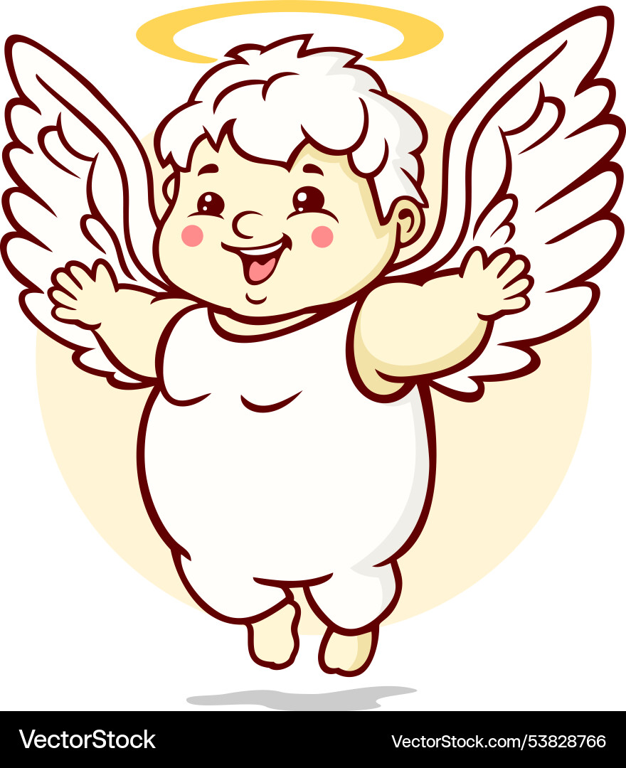 Funny cute angel cartoon Royalty Free Vector Image