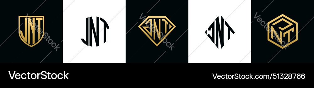 Initial letters jnt logo designs bundle Royalty Free Vector