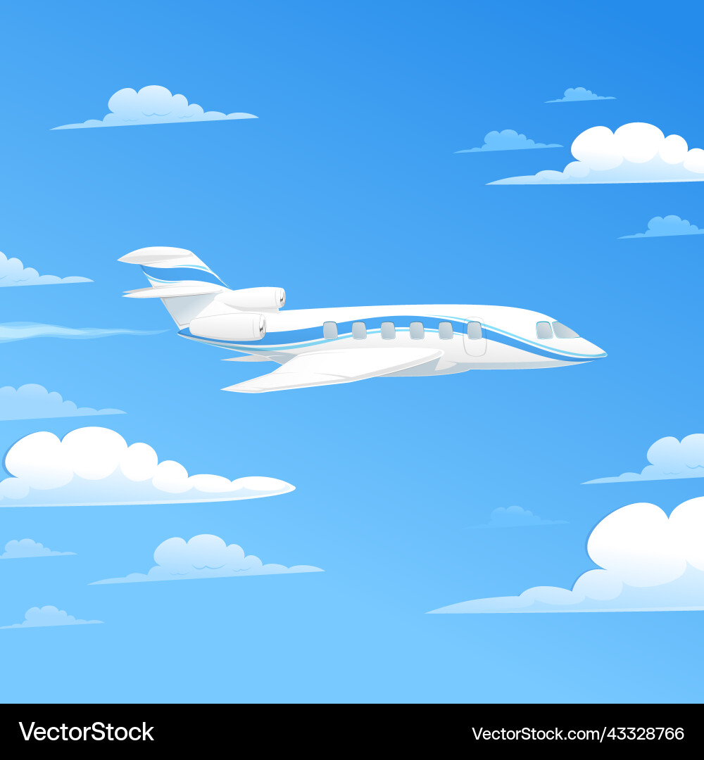 Plane flies in the sky Royalty Free Vector Image