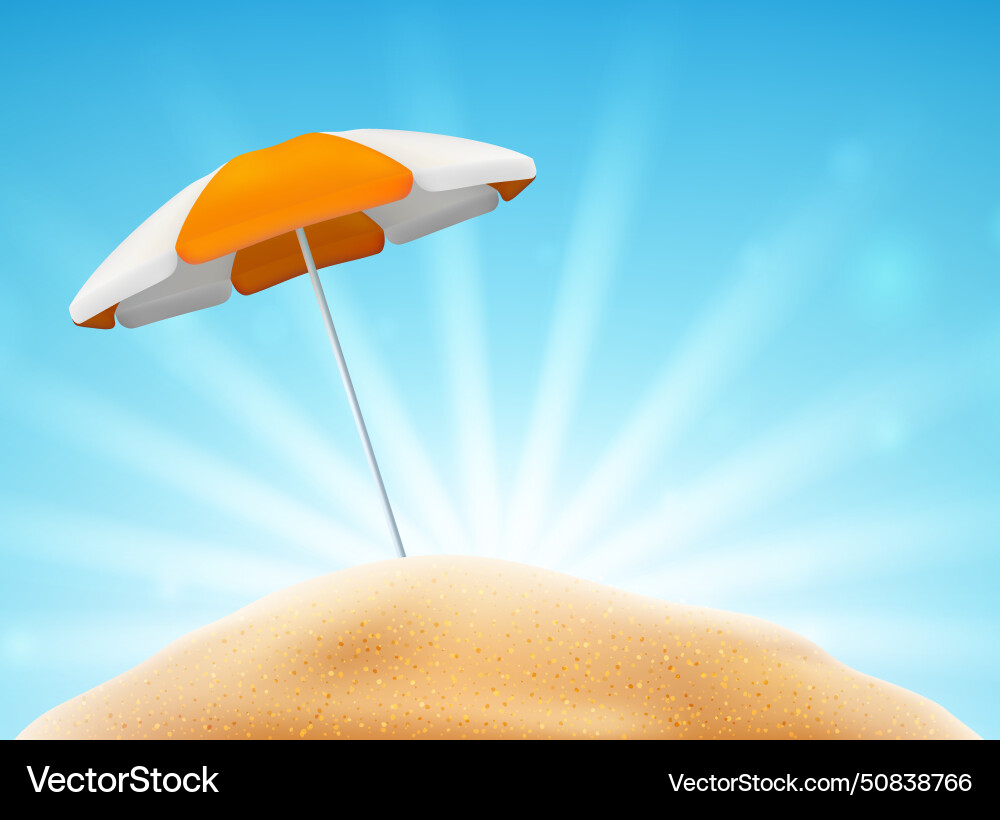 Realistic summer beach and parasol from sun light Vector Image