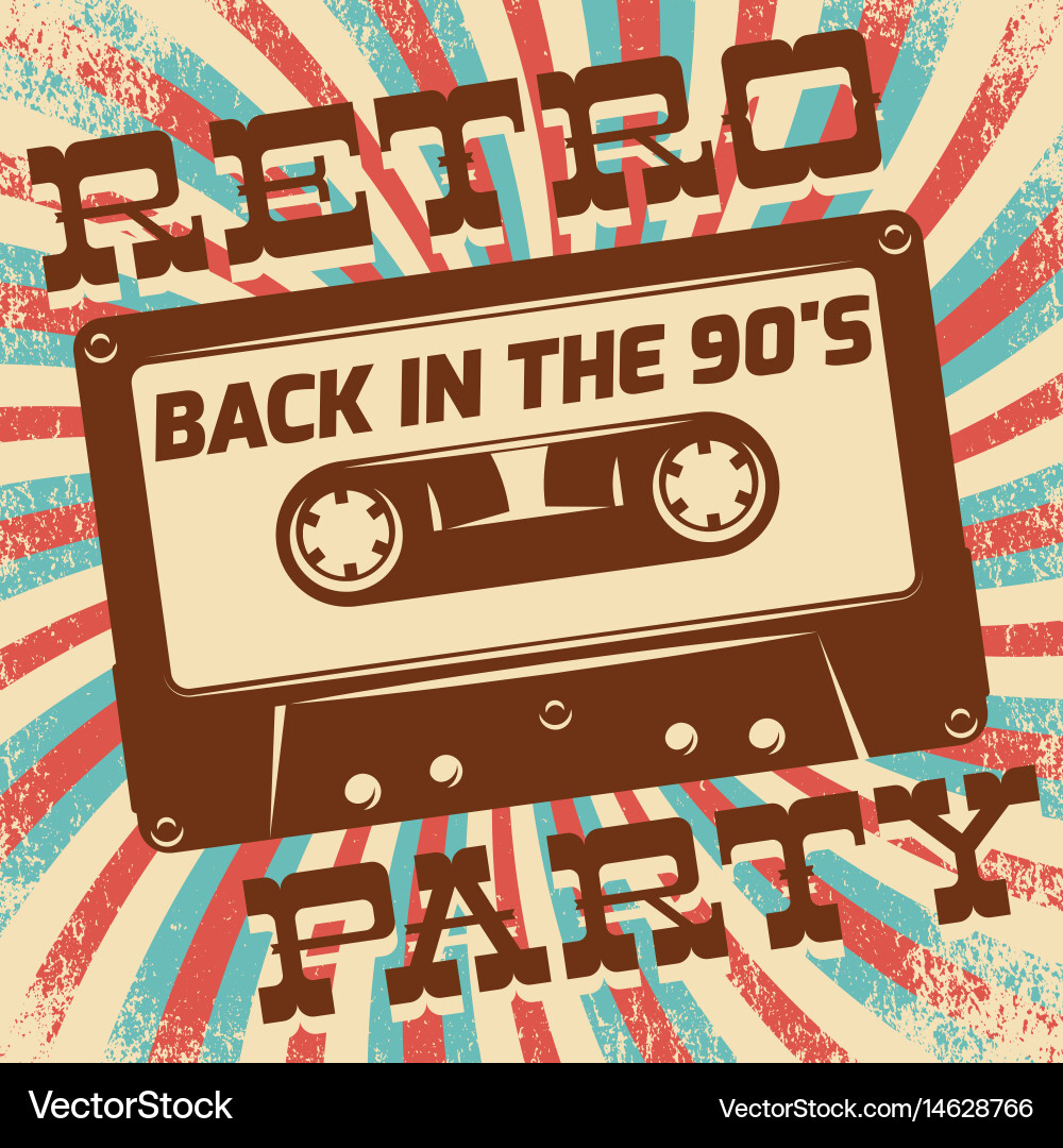 Retro party poster design disco music event Vector Image