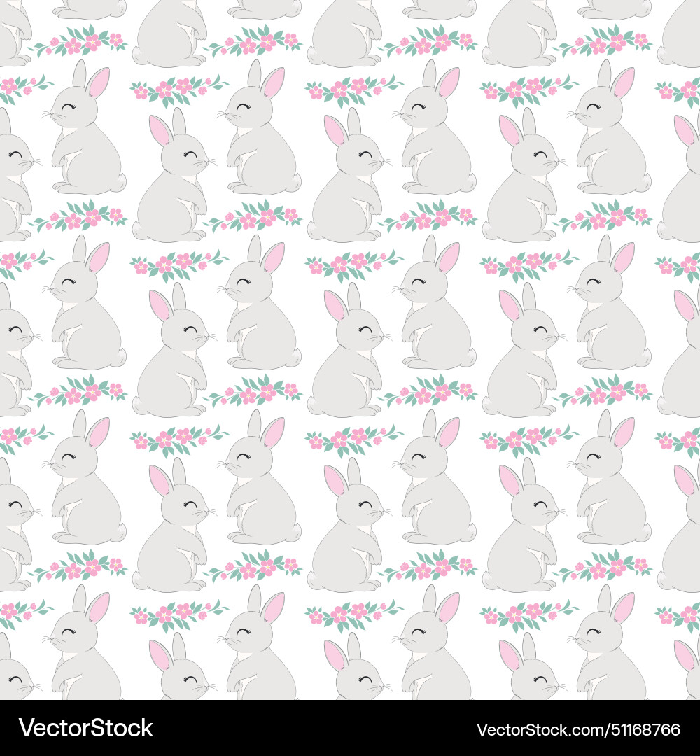 Seamless pattern with cartoon bunnies for kids Vector Image