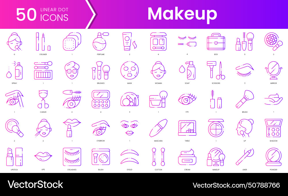 Set of makeup icons gradient style icon bundle Vector Image