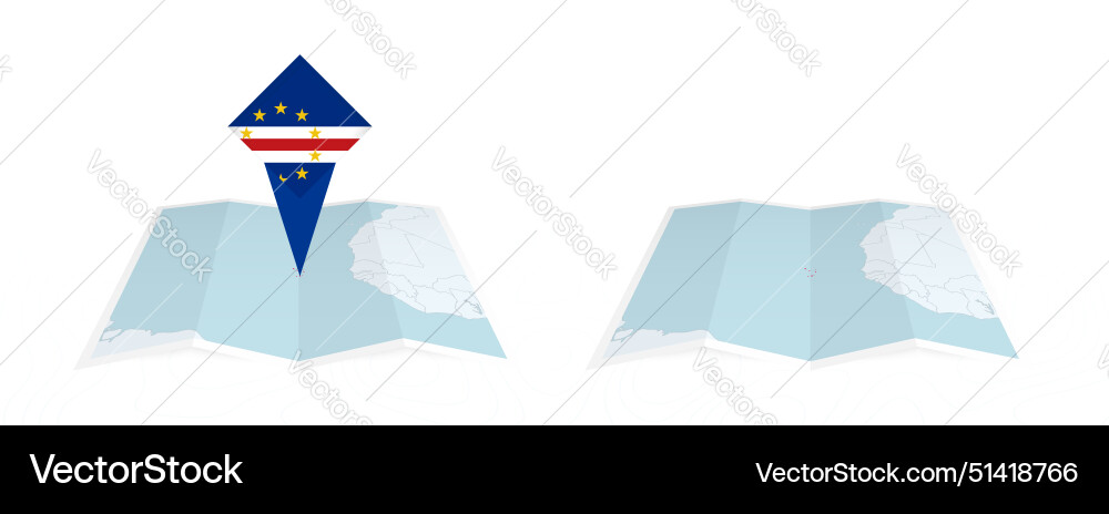 Two versions of an cape verde folded map one Vector Image