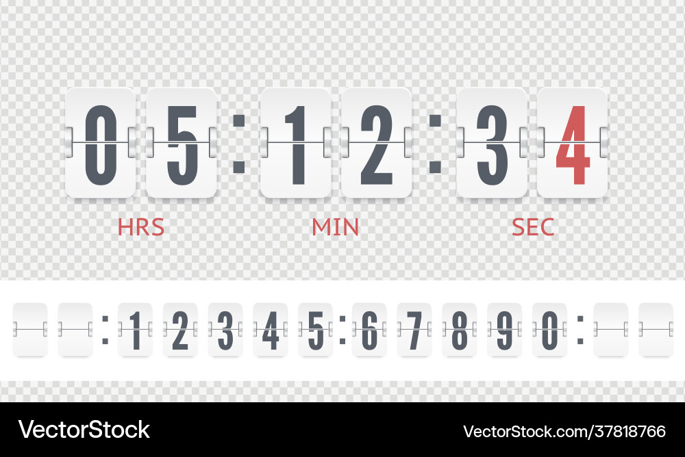 White scoreboard countdown number font retro Vector Image