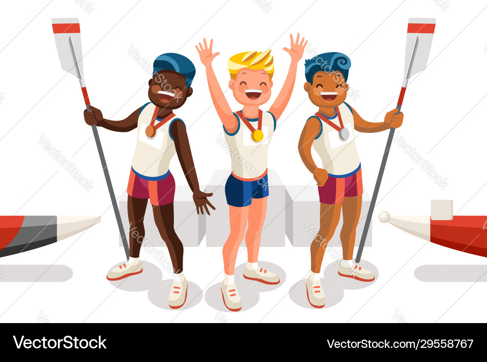 Canoeing team canoeist cartoon symbol Royalty Free Vector
