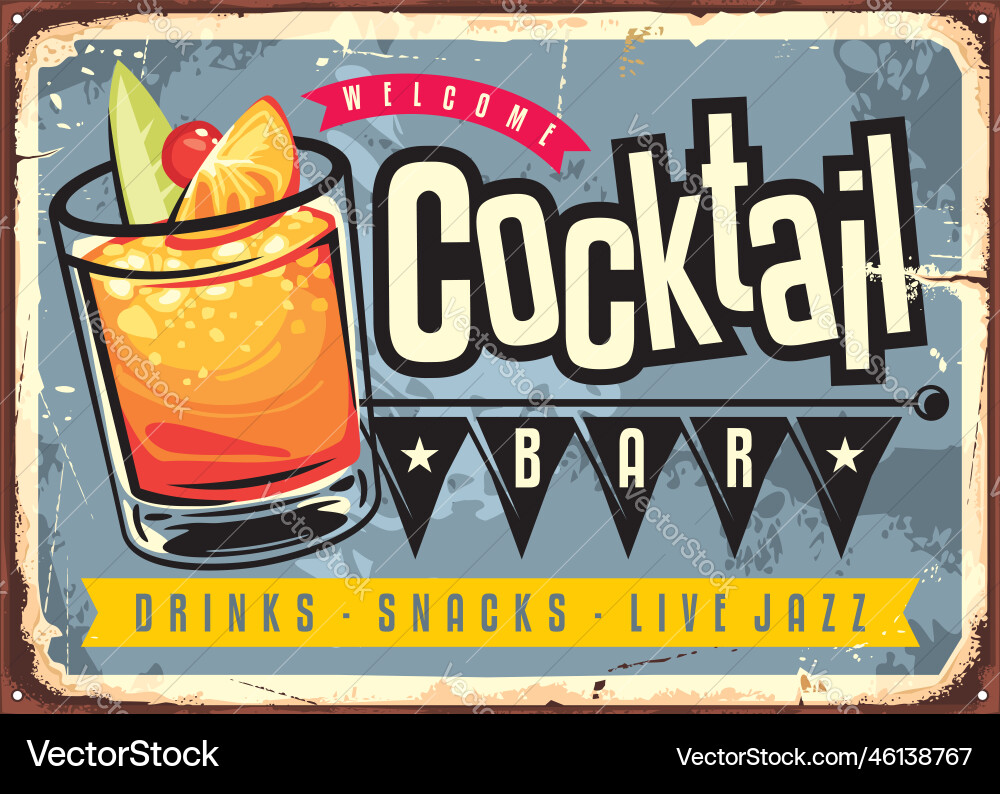 Cocktail bar vintage sign Royalty Free Vector Image