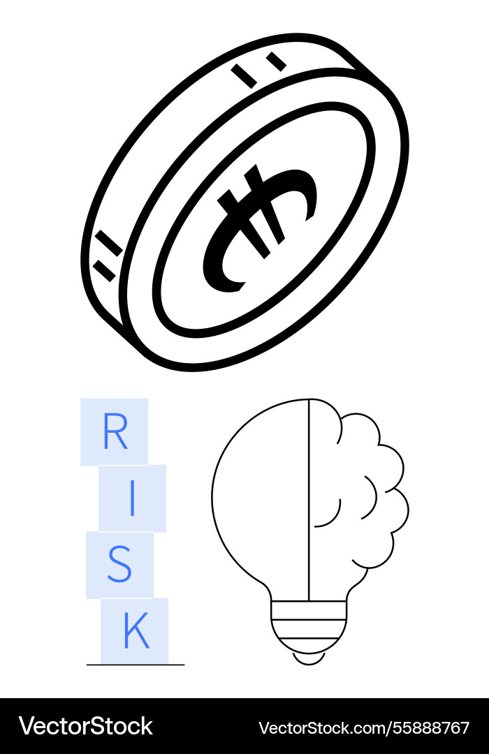Coin with currency sign stacked risk blocks Vector Image