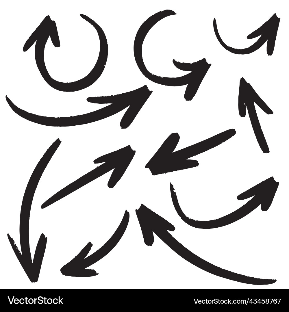 Hand Drawn Arrow Doodle Set Royalty Free Vector Image