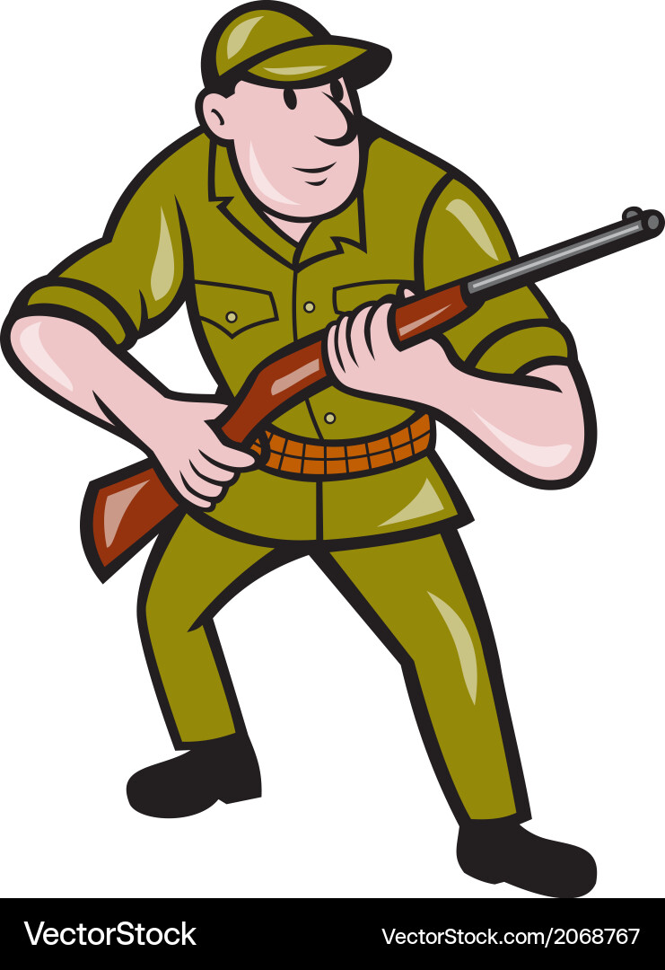 Jäger mit Gewehrkarikatur Lizenzfreies Vektorbild