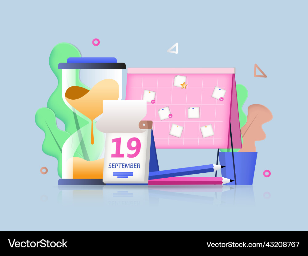 Planning concept 3d icon composition Royalty Free Vector