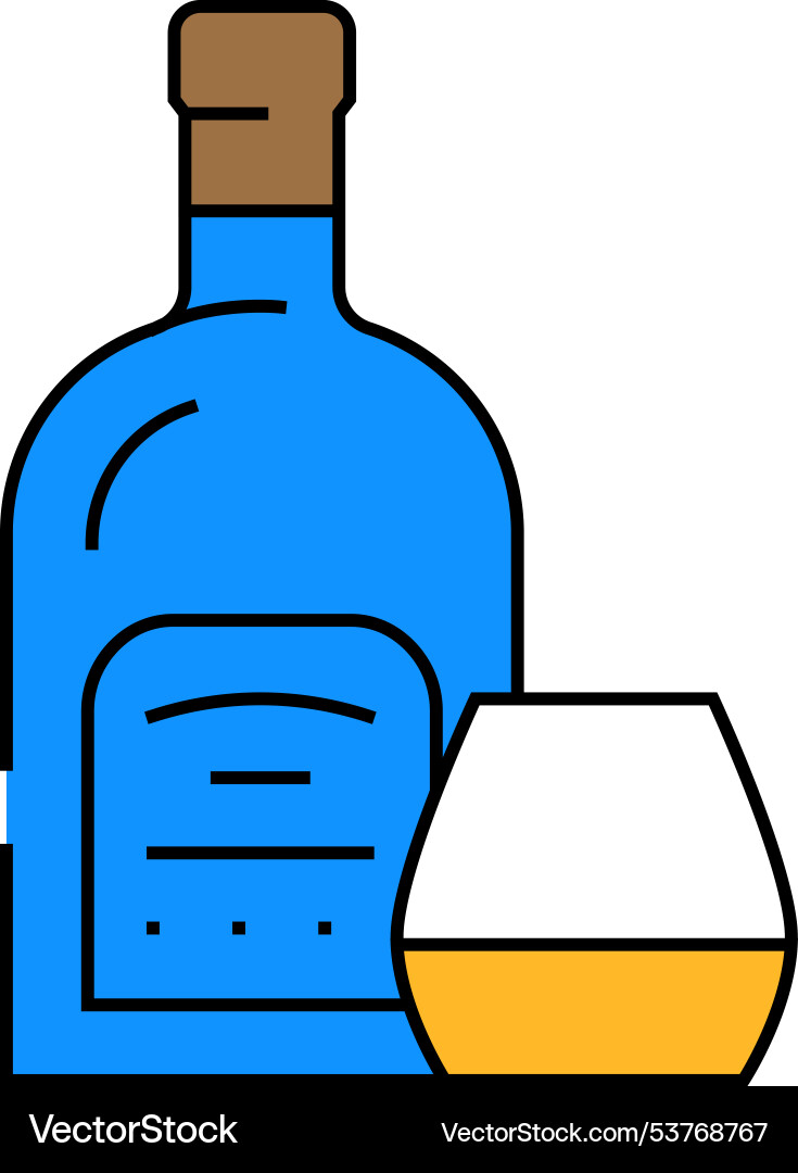 Rum glass bottle icon color Royalty Free Vector Image