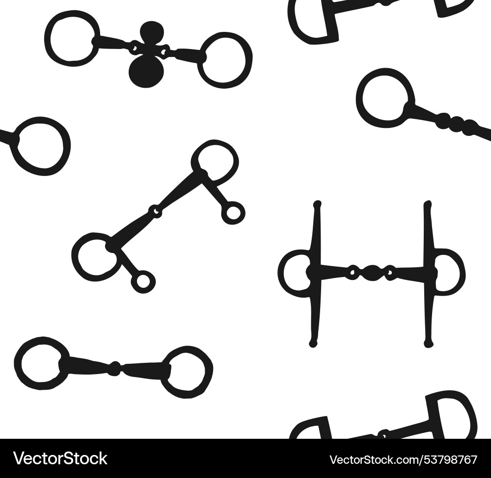Set of hand drawn horse equestrian bits Royalty Free Vector