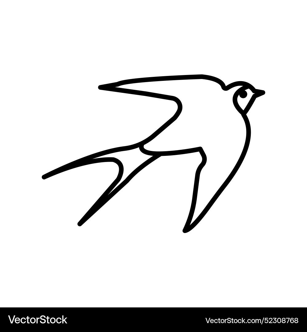 Barn swallow icon linear logo mark in black Vector Image