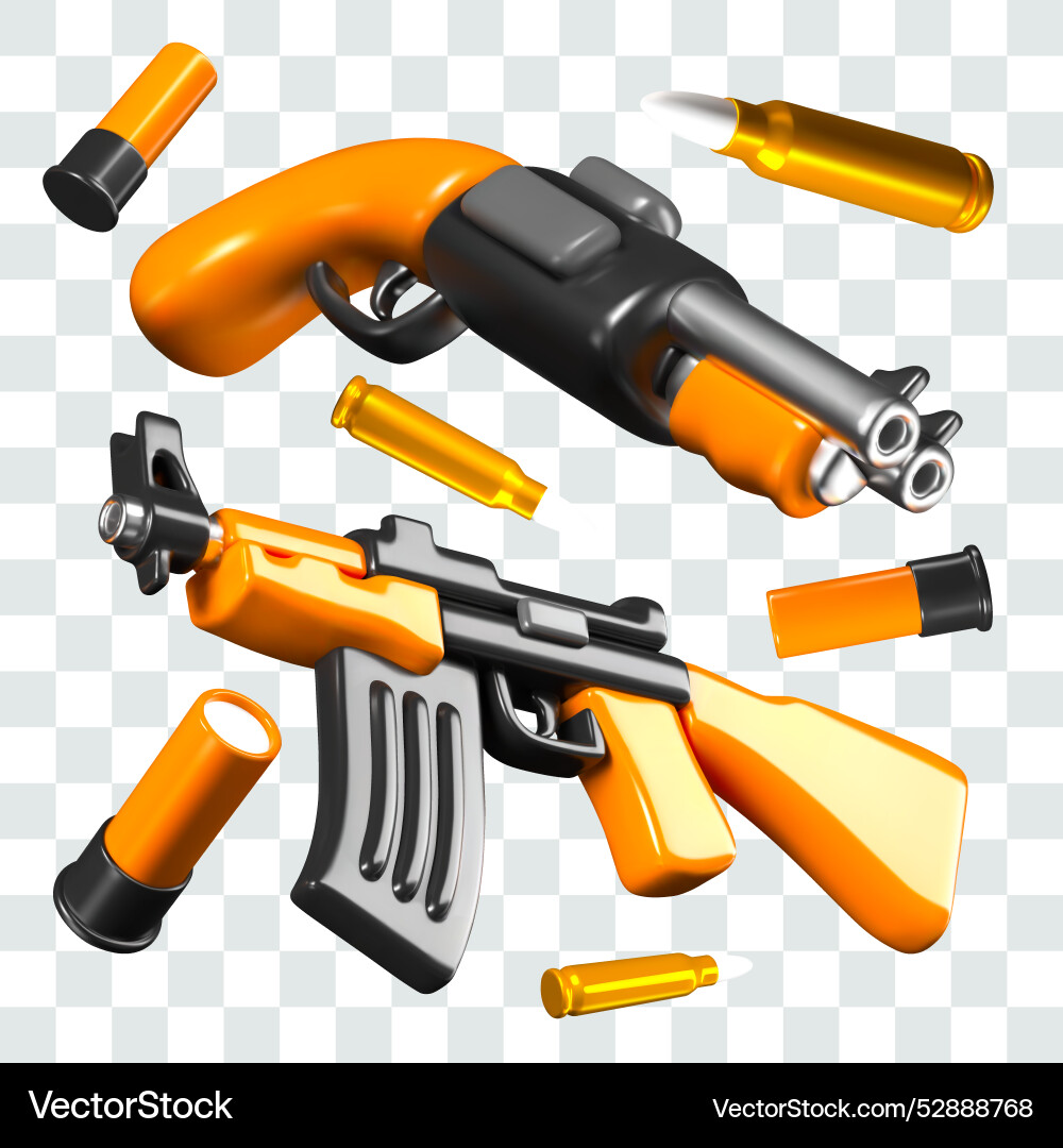 Double barreled rifle machine gun bullets Vector Image