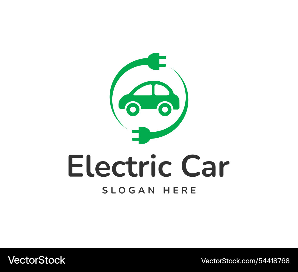 Electric car logo or with e plug icon Royalty Free Vector
