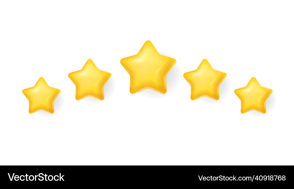 Five stars icon 3d cartoon yellow Royalty Free Vector Image