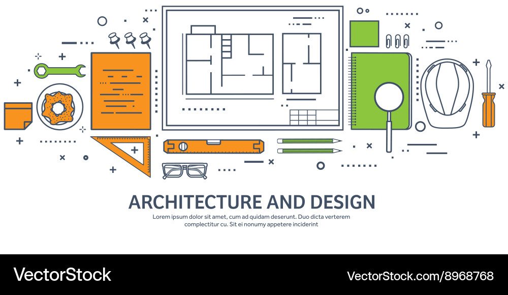 Lined outline engineering Royalty Free Vector Image