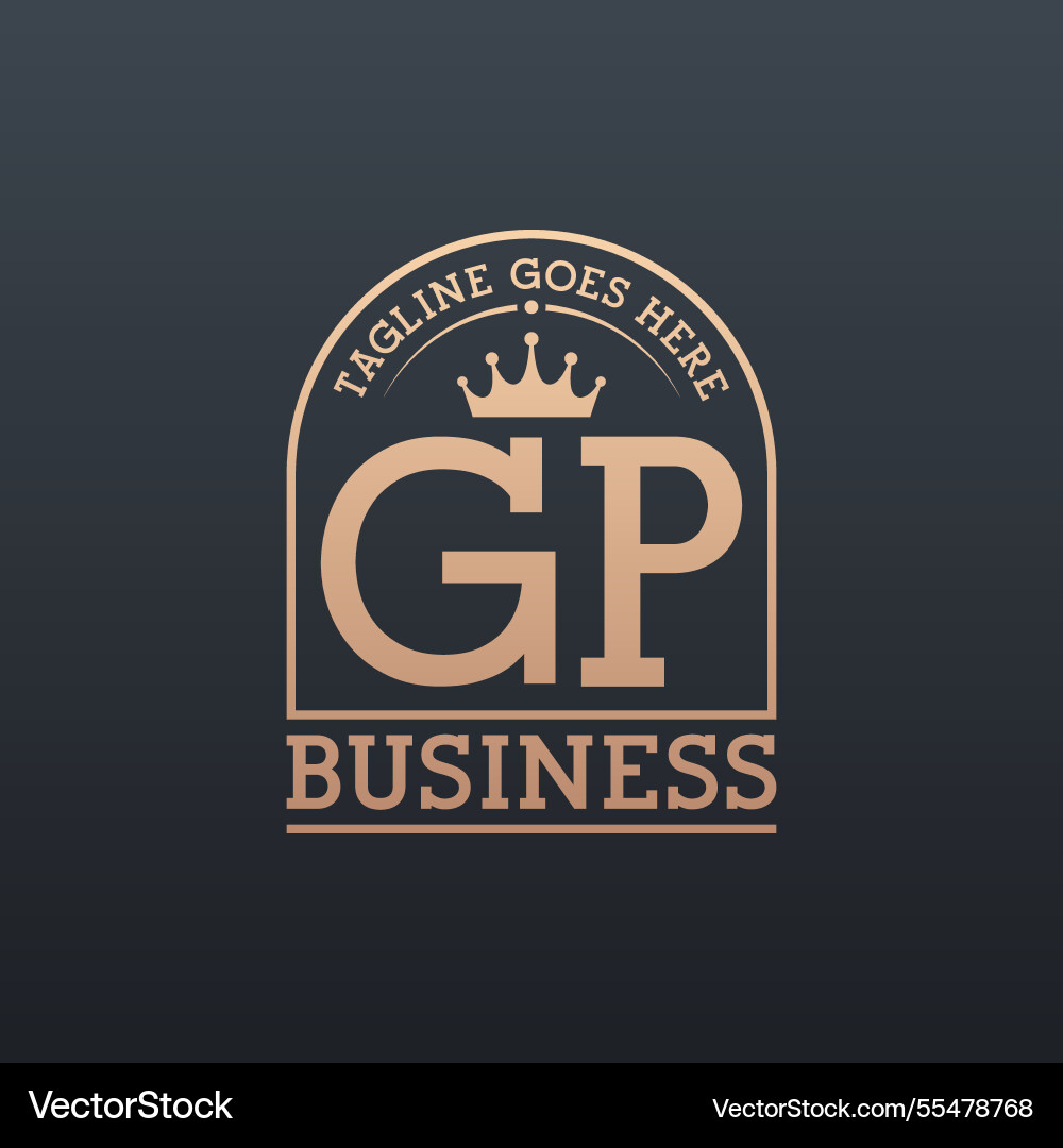 Luxury gp logo with crown elegant letter Vector Image