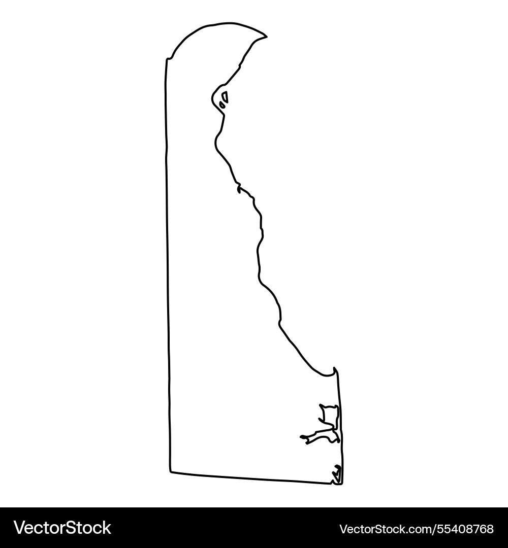 Outline map of the state delaware Royalty Free Vector Image