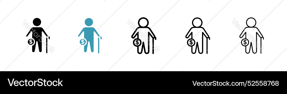 Retirement icon set on white background Royalty Free Vector
