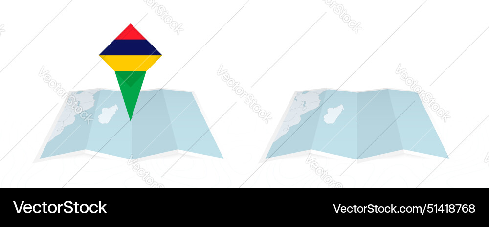 Two versions of an mauritius folded map one Vector Image
