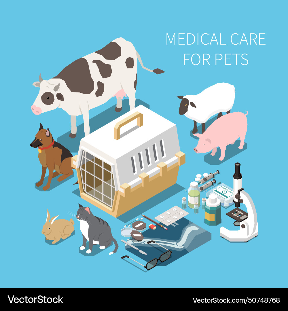 Veterinary isometric composition Royalty Free Vector Image