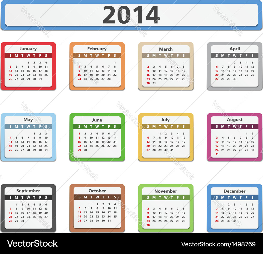 2014 calendar Royalty Free Vector Image - VectorStock