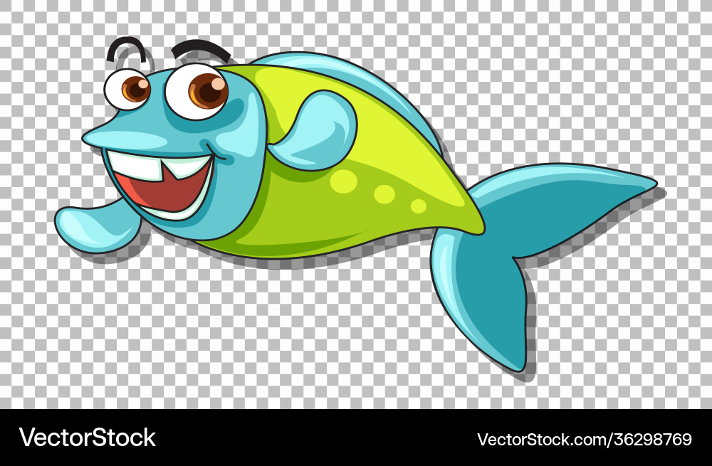 A fish cartoon character isolated on transparent Vector Image