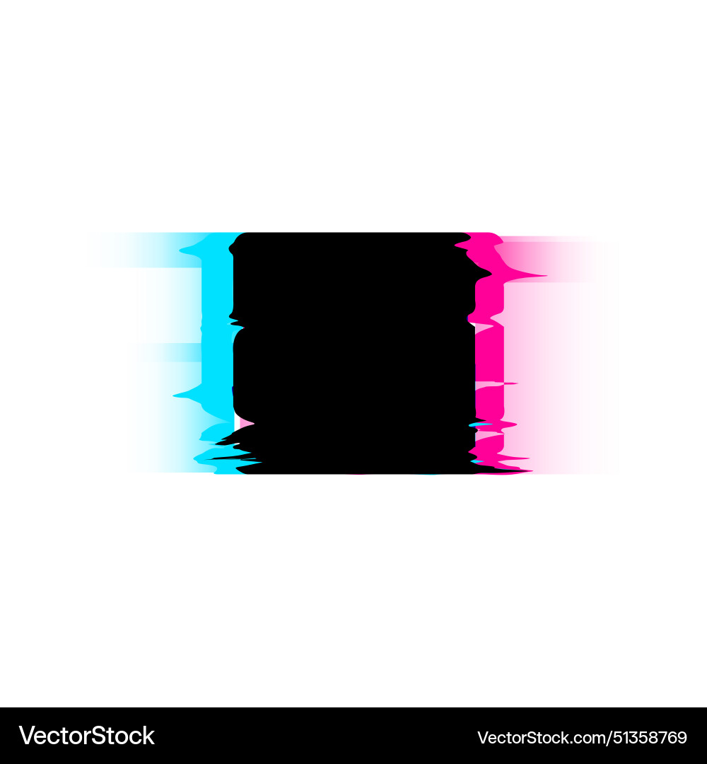Black square with glitch blue and pink digital Vector Image