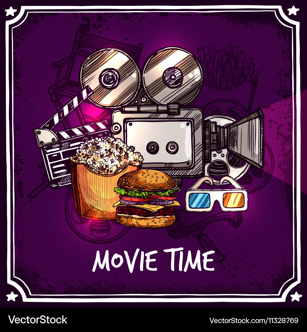 Colorful cinema template Royalty Free Vector Image
