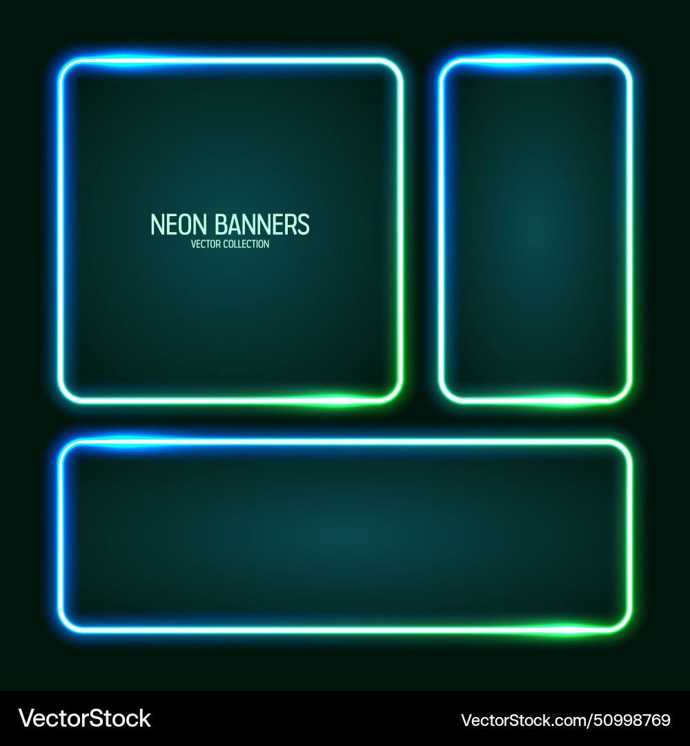 Glowing neon banners illuminated colorful square Vector Image