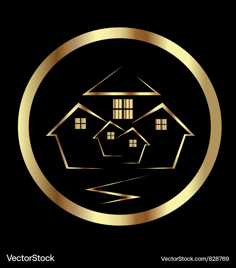 Gold houses icon Royalty Free Vector Image - VectorStock