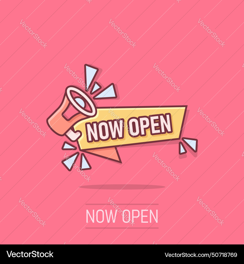 Now open notice icon in comic style schedule Vector Image