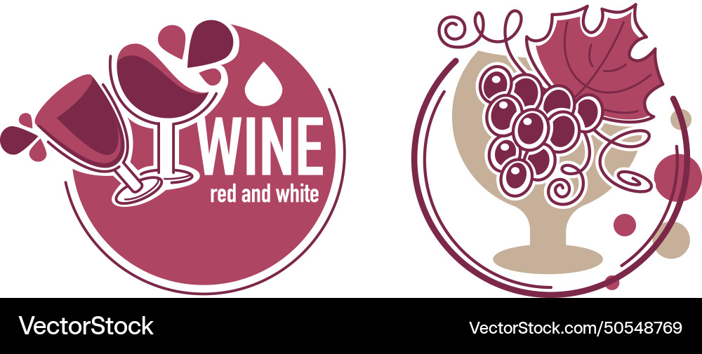 Red and white wine logo for alcoholic beverages Vector Image