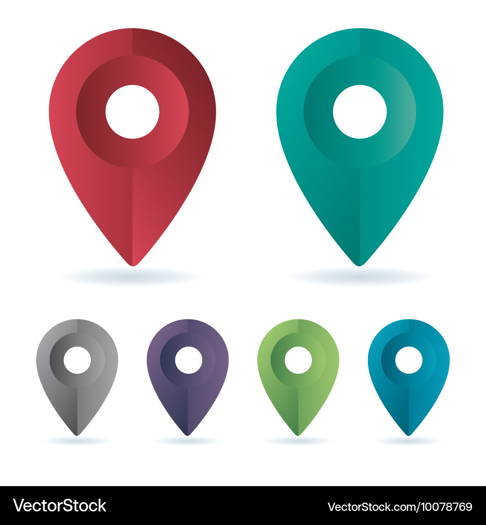 Set color maping pin location icons Royalty Free Vector