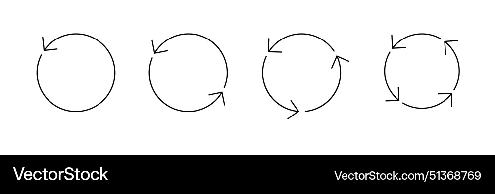 Set of circle arrows isolated circular rotate Vector Image