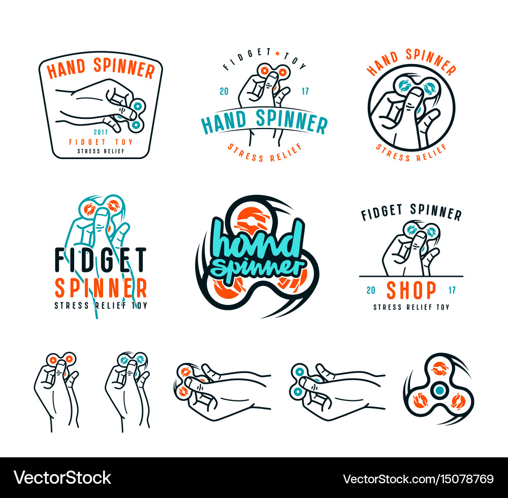 Set of hand spinner emblems Royalty Free Vector Image